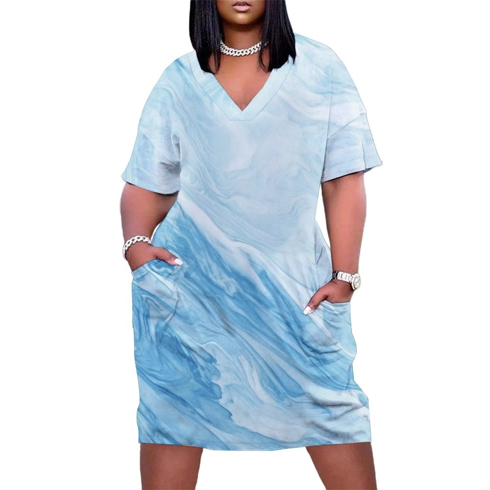 Blue Marble Summer Dresses for Women Beach Boho - Walmart.com