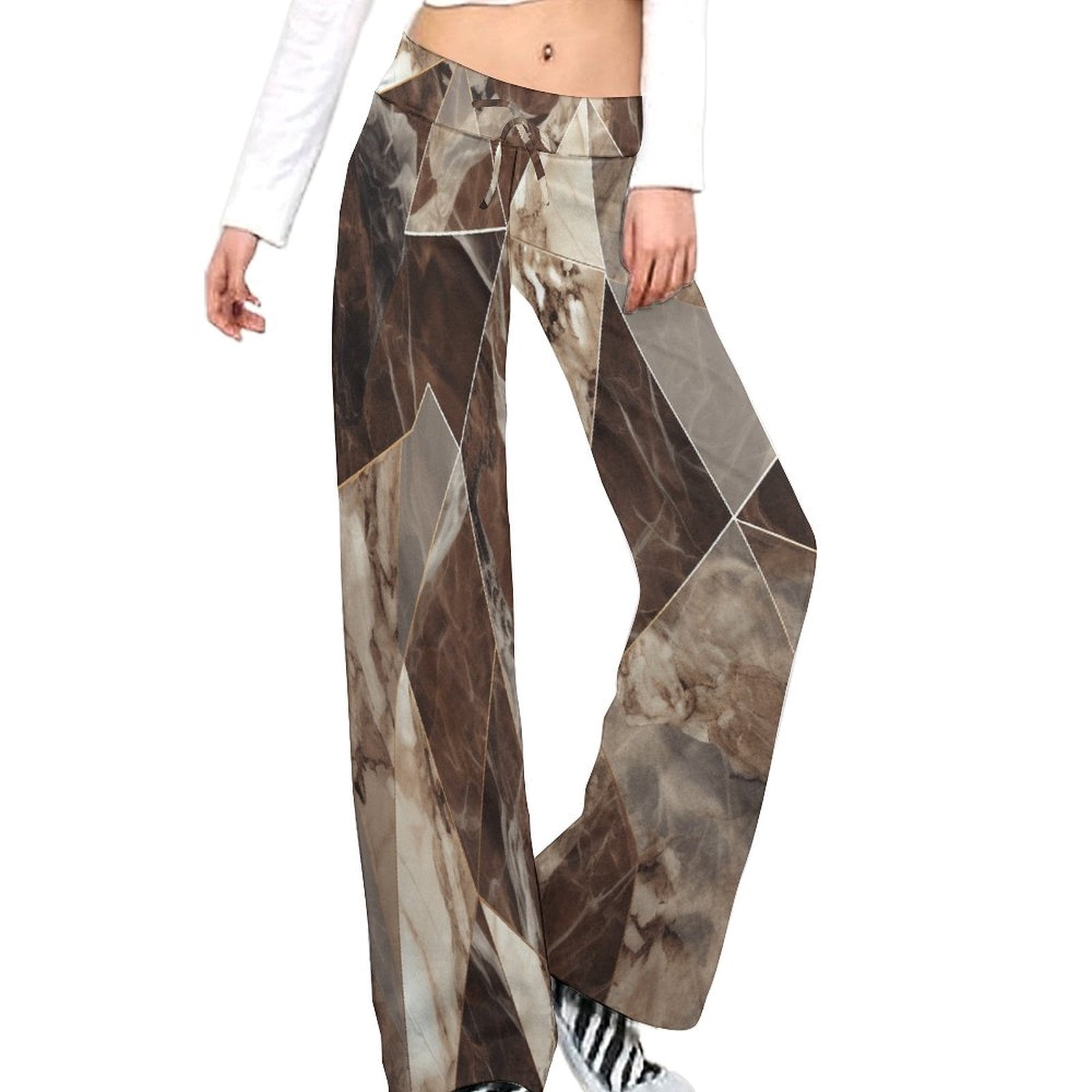 Blue Marble Summer Outfits Flowy Palazzo Pants for Women 2025 High ...