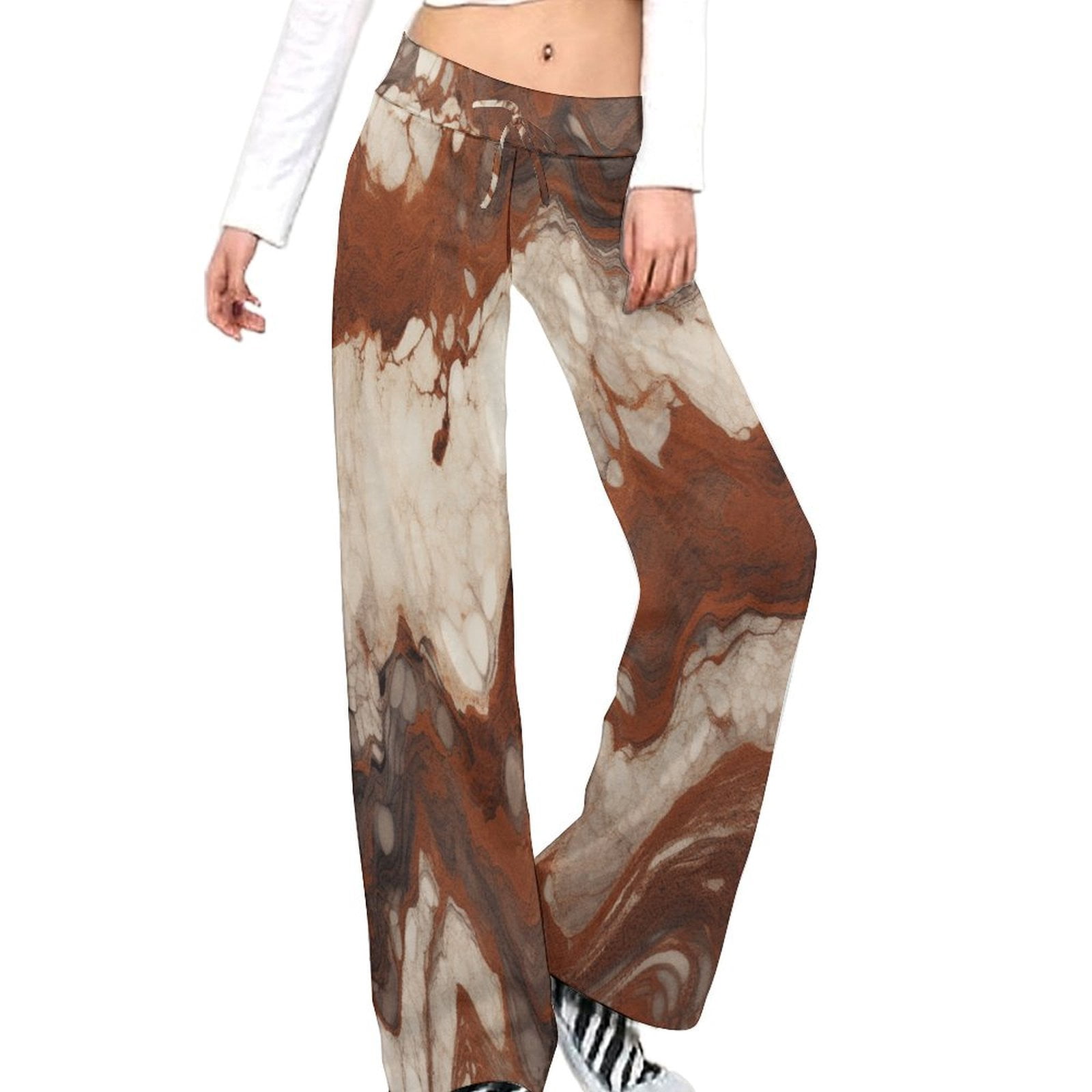Blue Marble Summer Outfits Flowy Palazzo Pants for Women 2025 High ...