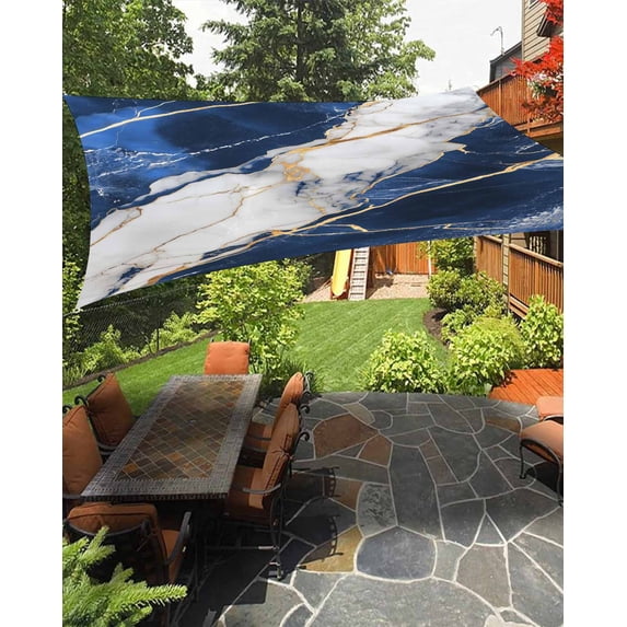 Blue Marble Sun Shade Sail 14'X18' Gold Line Modern UV Block Outdoor ...
