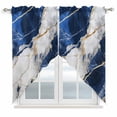 Blue Marble Swag Curtain Valance for Window 2 Panels Gold Line Modern ...