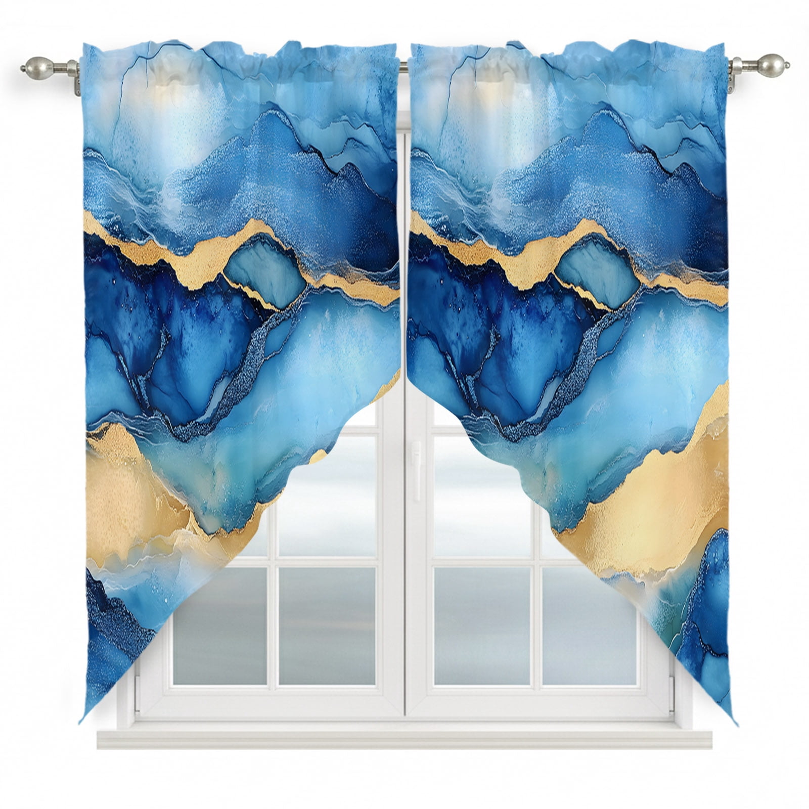 Blue Marble Swag Valances for Windows 63 inches Long, Abstract Ocean ...