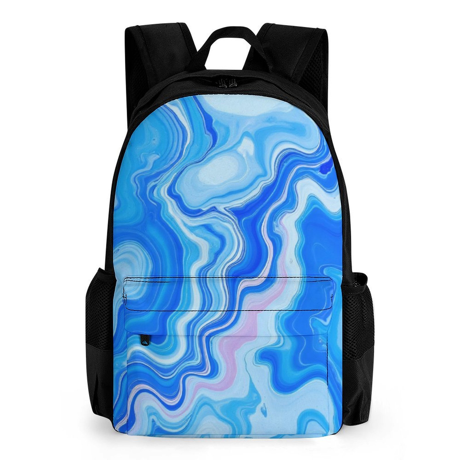 Blue Marble Swirl Art 17inch Simple Sport Backpack Messenger Bag ...