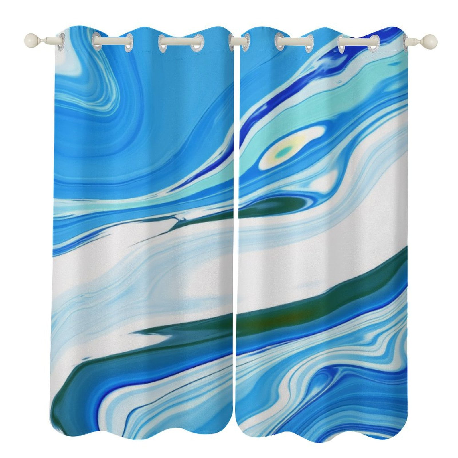 Blue Marble Swirl Art Print 2 Panels 3D Printing Pattern Curtain for ...