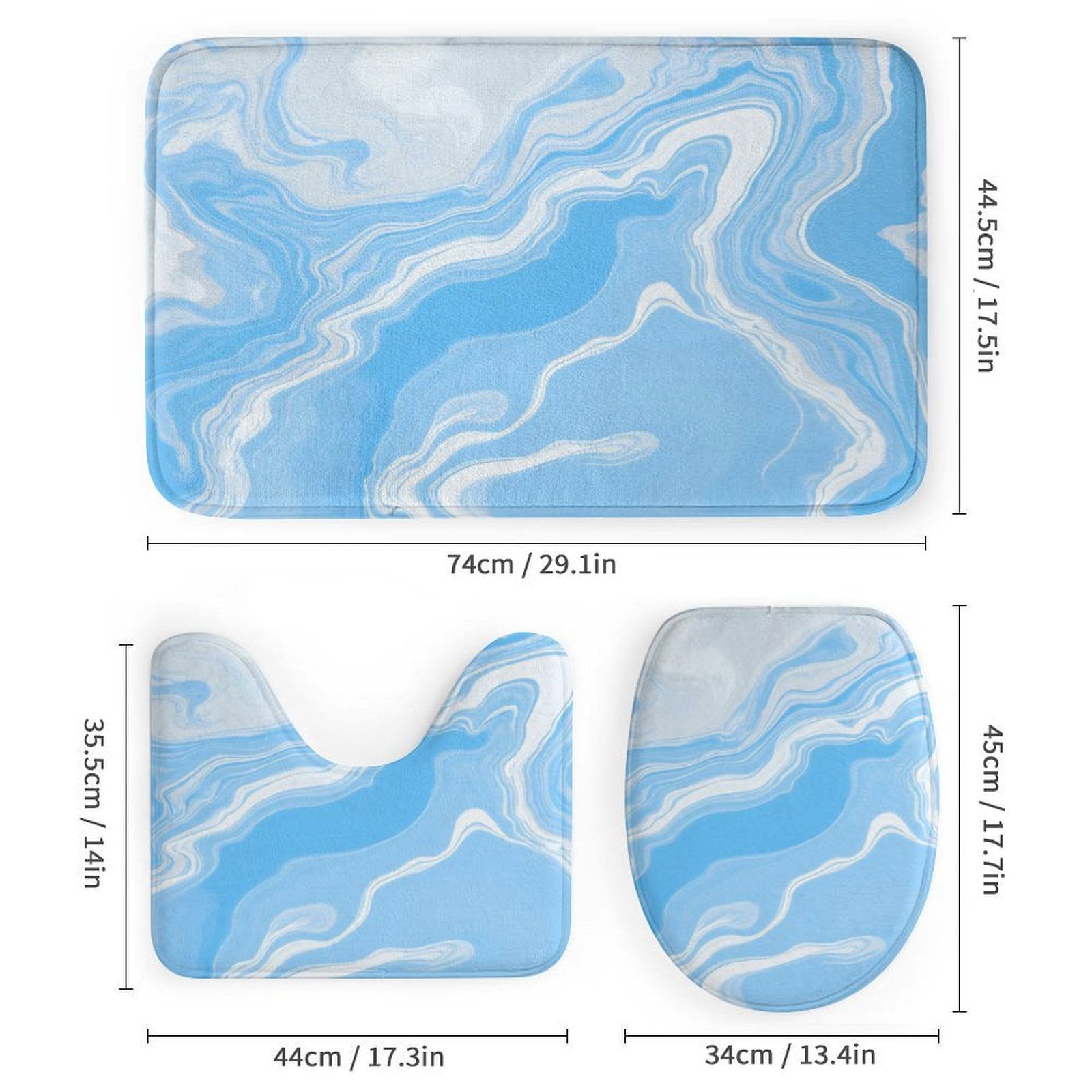 Blue Marble Swirl Pattern Bathroom Mats Sets 3 Piece, Bath Mat Earth ...