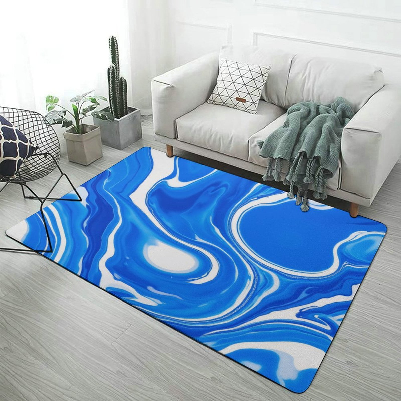 Blue Marble Swirl Pattern Carpet for Home Decoration Rugs Soft Carpet ...