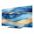 Blue Marble TV Dust Cover 32 Inch, Abstract Ocean Waves Gold Stripes ...