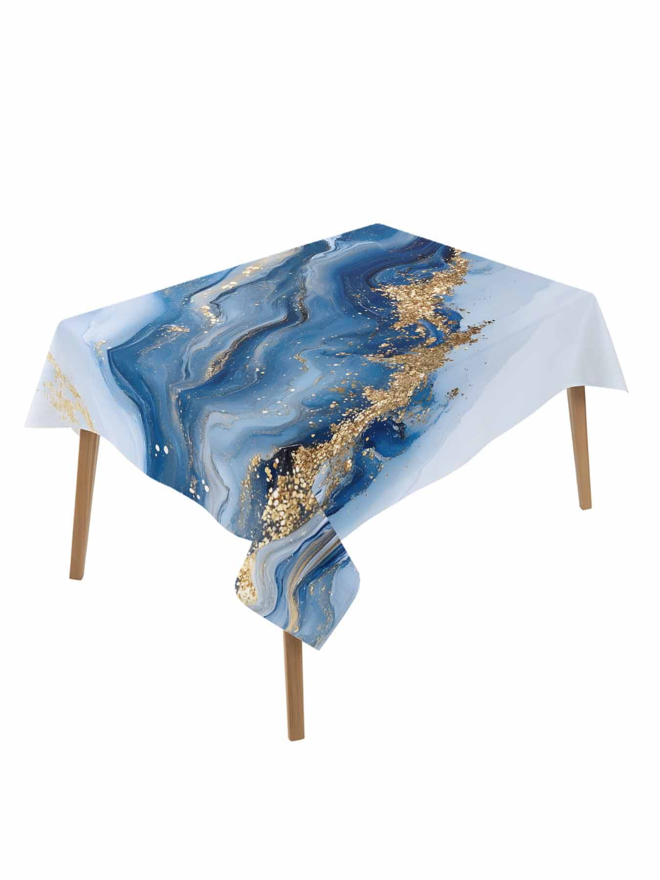 Blue Marble Table Cloth, Modern Abstract Art Waterproof Tablecloth for ...