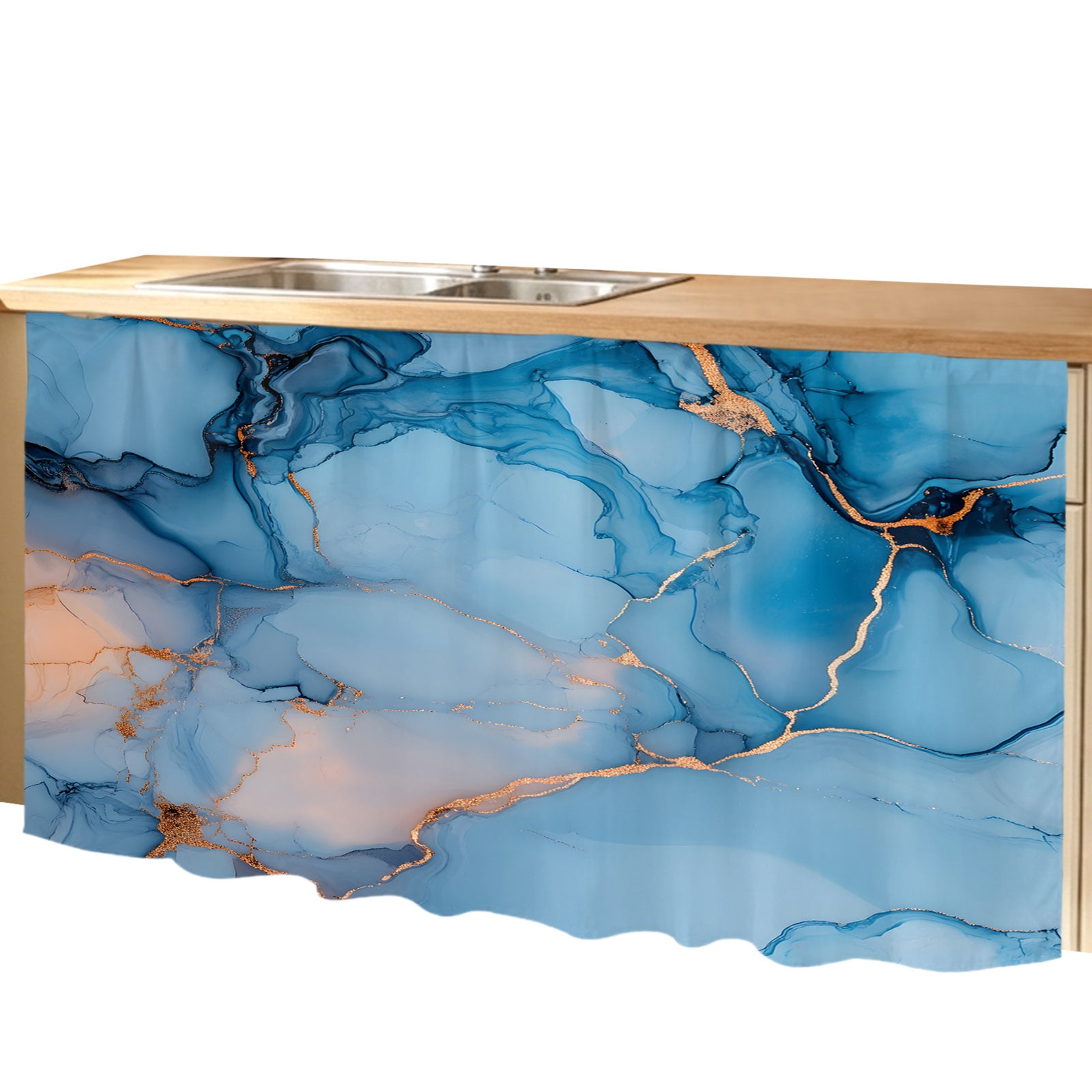 Blue Marble Texture Cabinet Curtains Abstract Gradient Water Ripple ...
