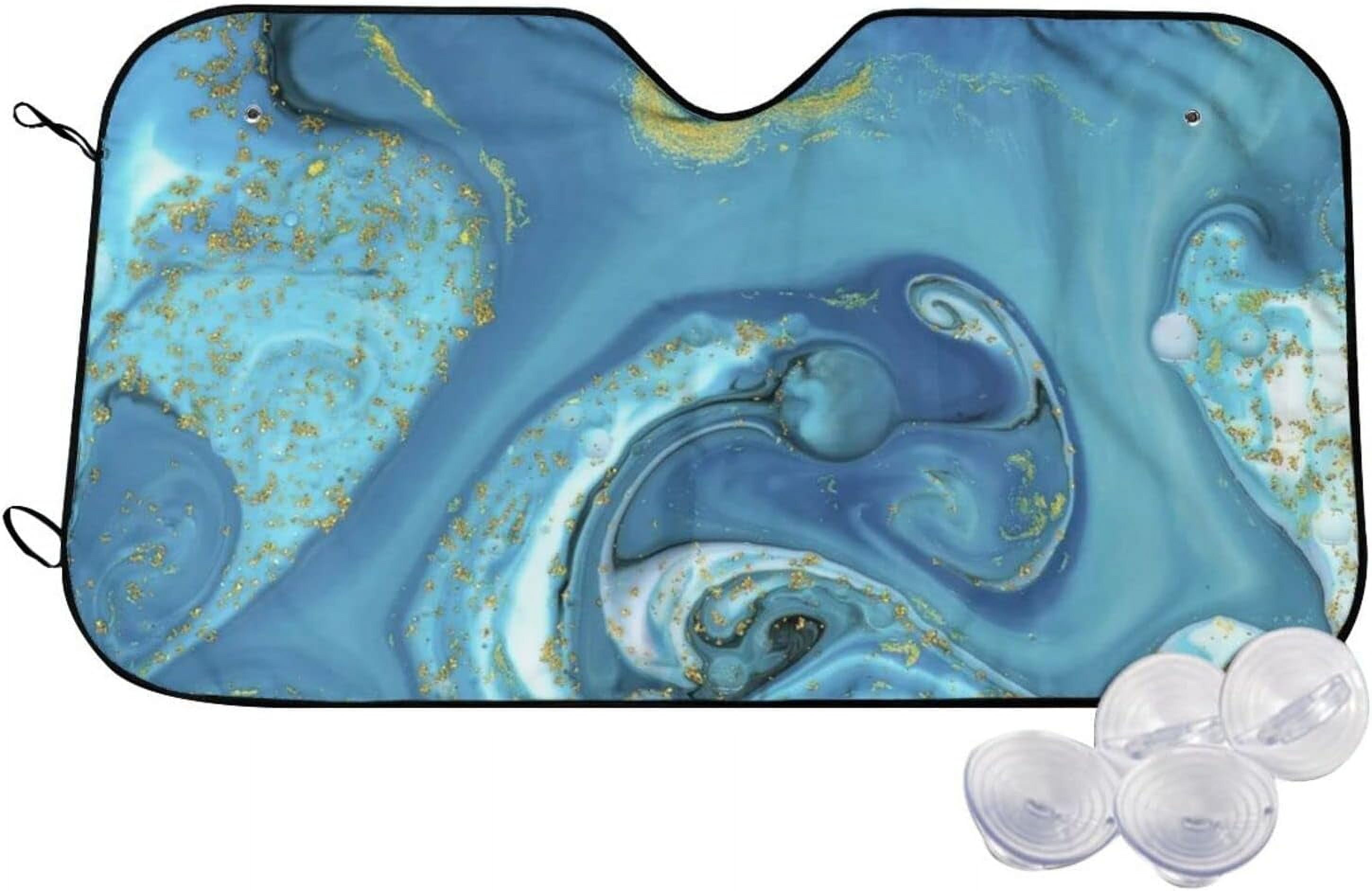 Blue Marble Texture Pattern Sun Shade Front Window Sunshade for Most ...