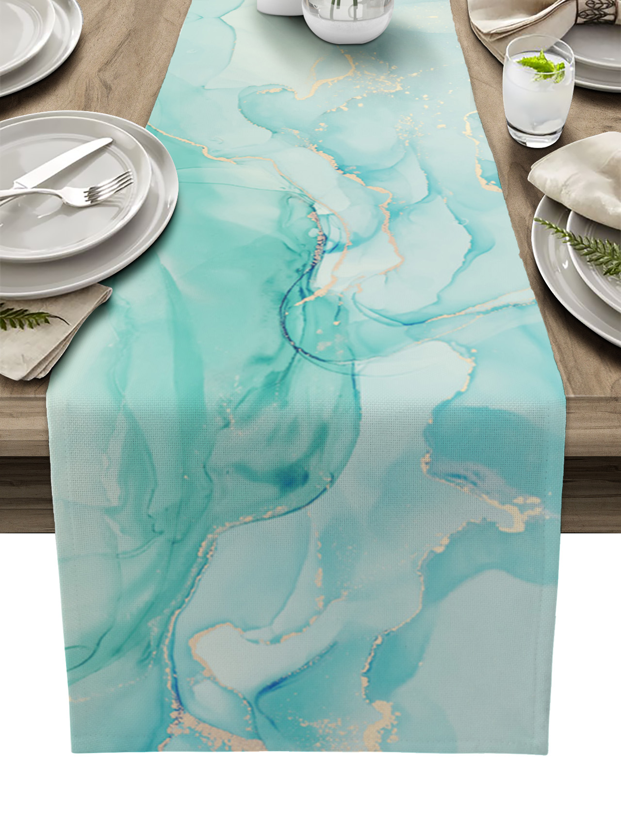 Blue Marble Texture Table Runner Home Wedding Banquet Festival Party ...