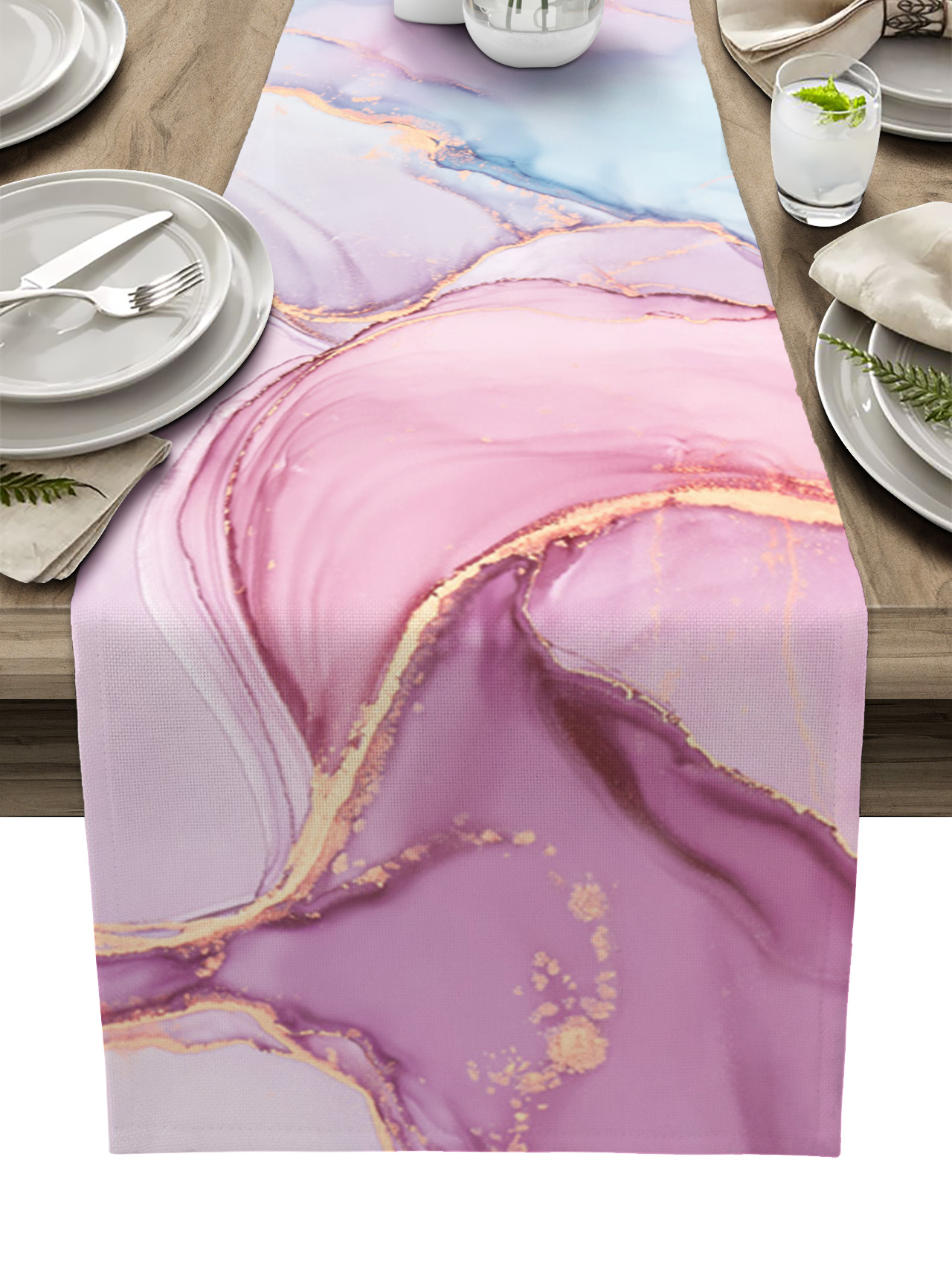 Blue Marble Texture Table Runner Home Wedding Banquet Festival Party ...