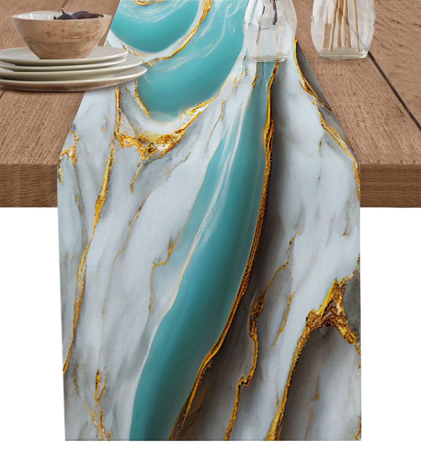 Blue Marble Texture Table Runner Home Wedding Banquet Festival Party ...