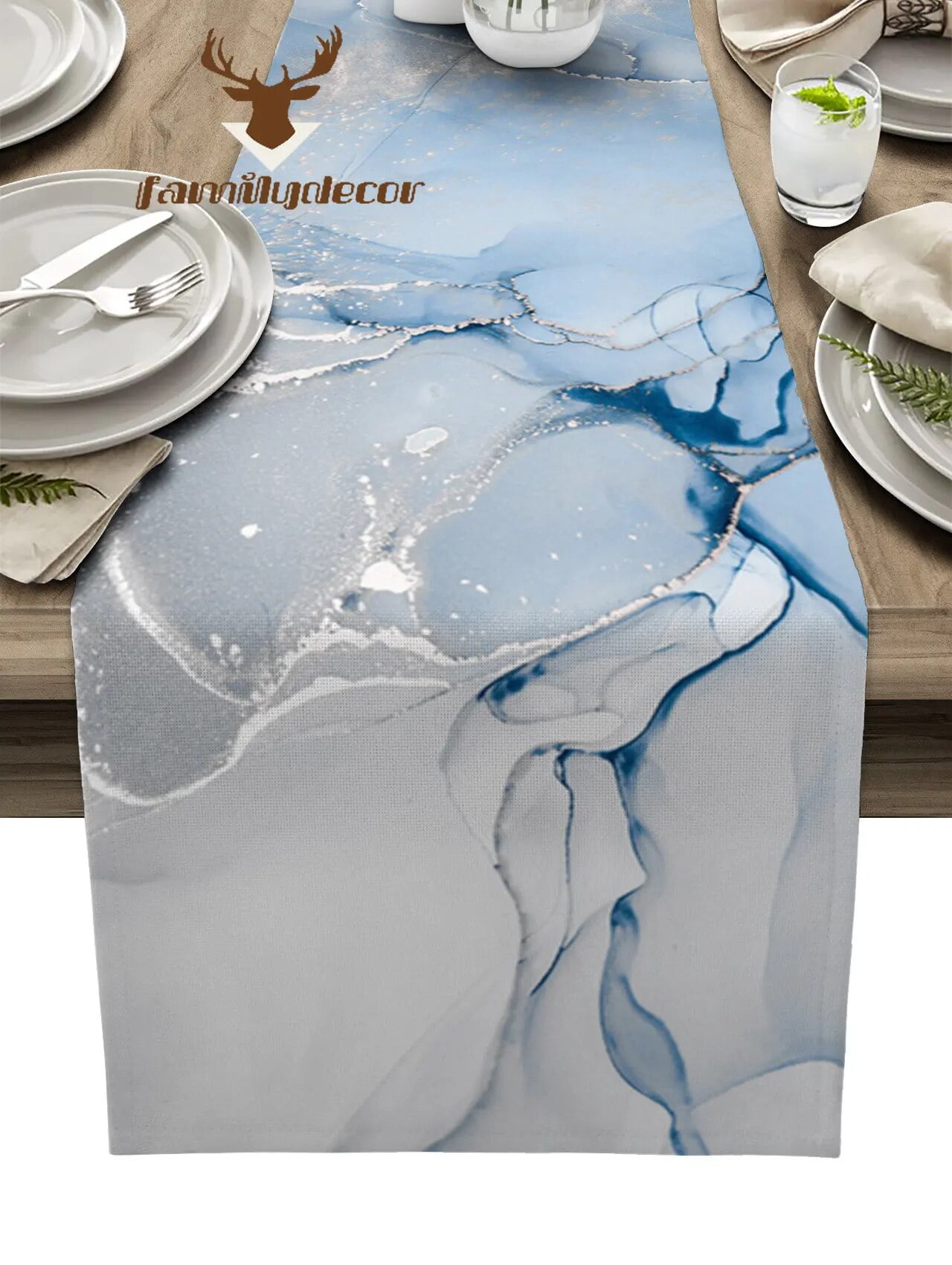 Blue Marble Texture Table Runner Home Wedding r Table Flag Mat Table ...