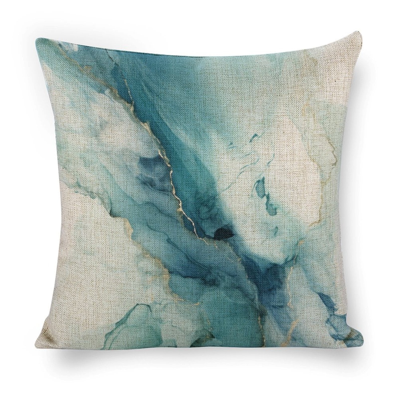Blue Marble Textured Linen Throw Pillow Covers Decorative Pillow Cases ...