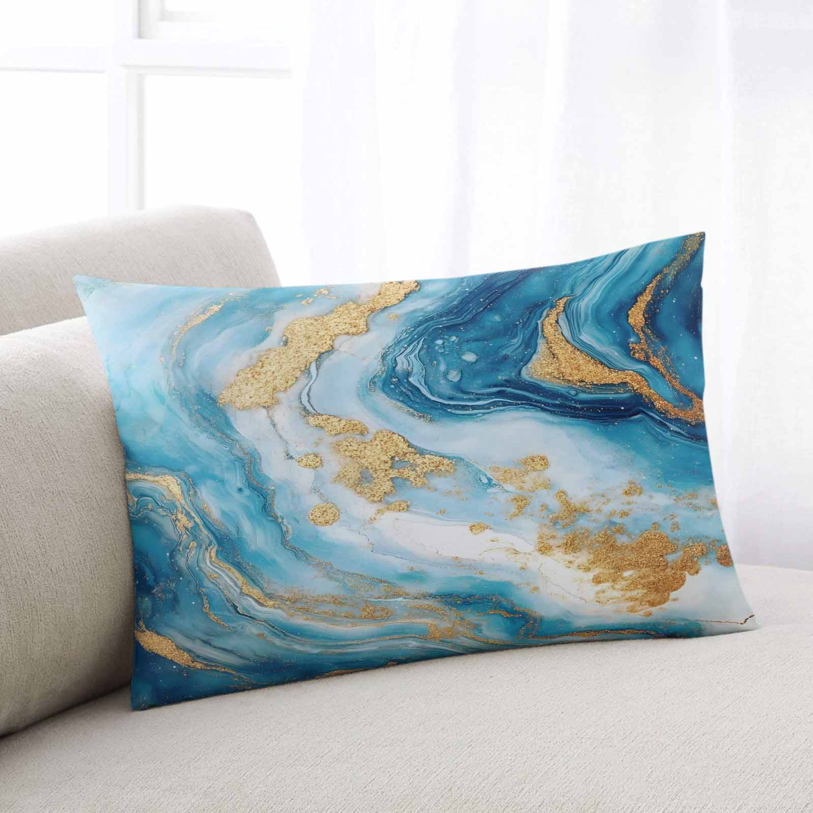 Blue Marble Throw Pillow Cover, Pillowcase Protectors with Zipper ...