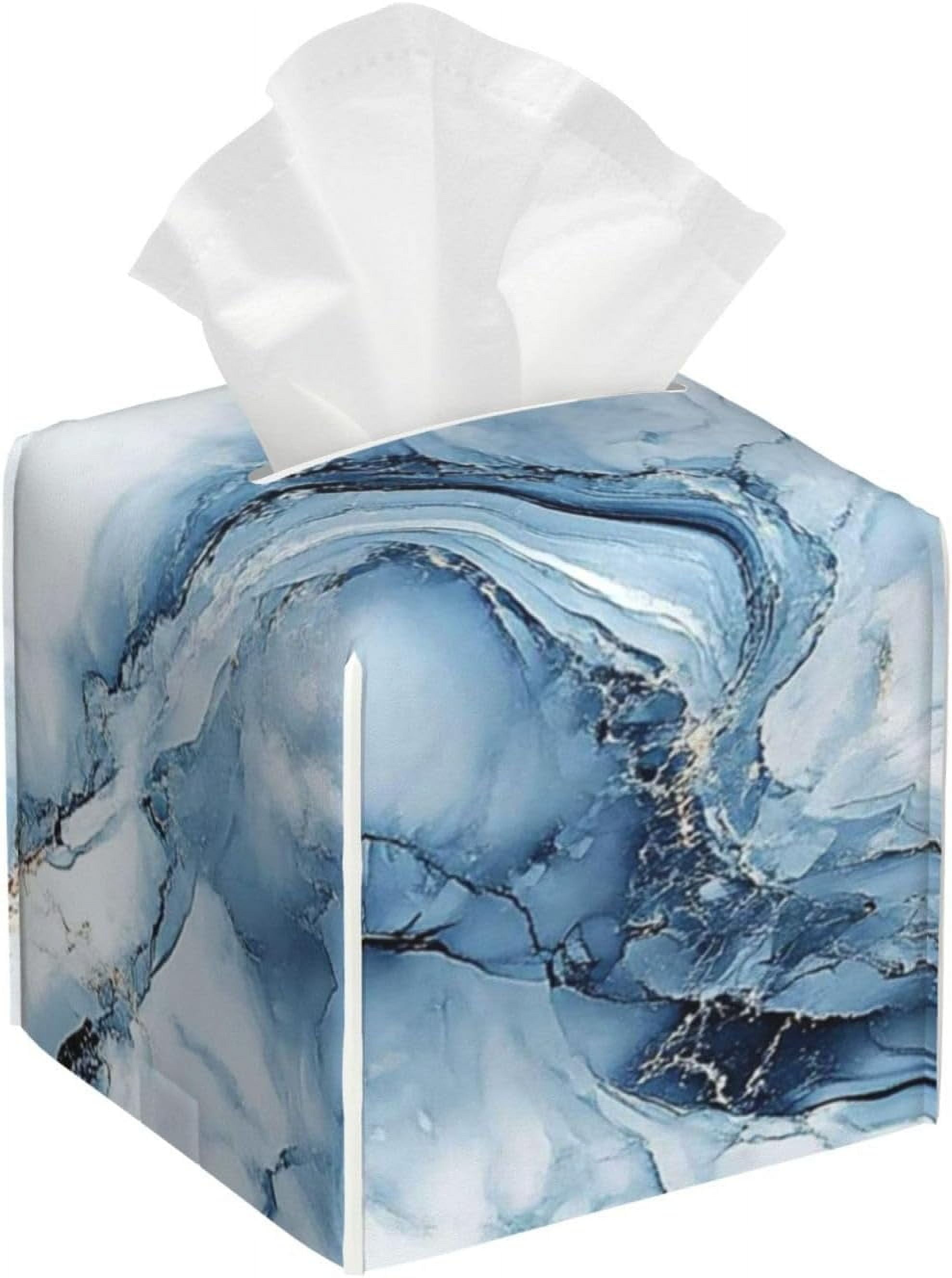 Blue Marble Tissue Box Cover Modern Square Leather Tissue Holder ...