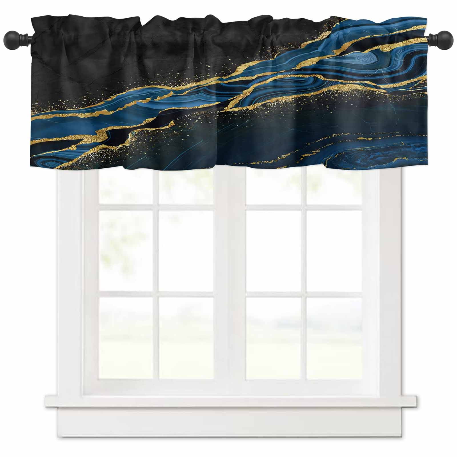 Blue Marble Valances for Windows Farmhouse Kitchen Curtains Valances ...