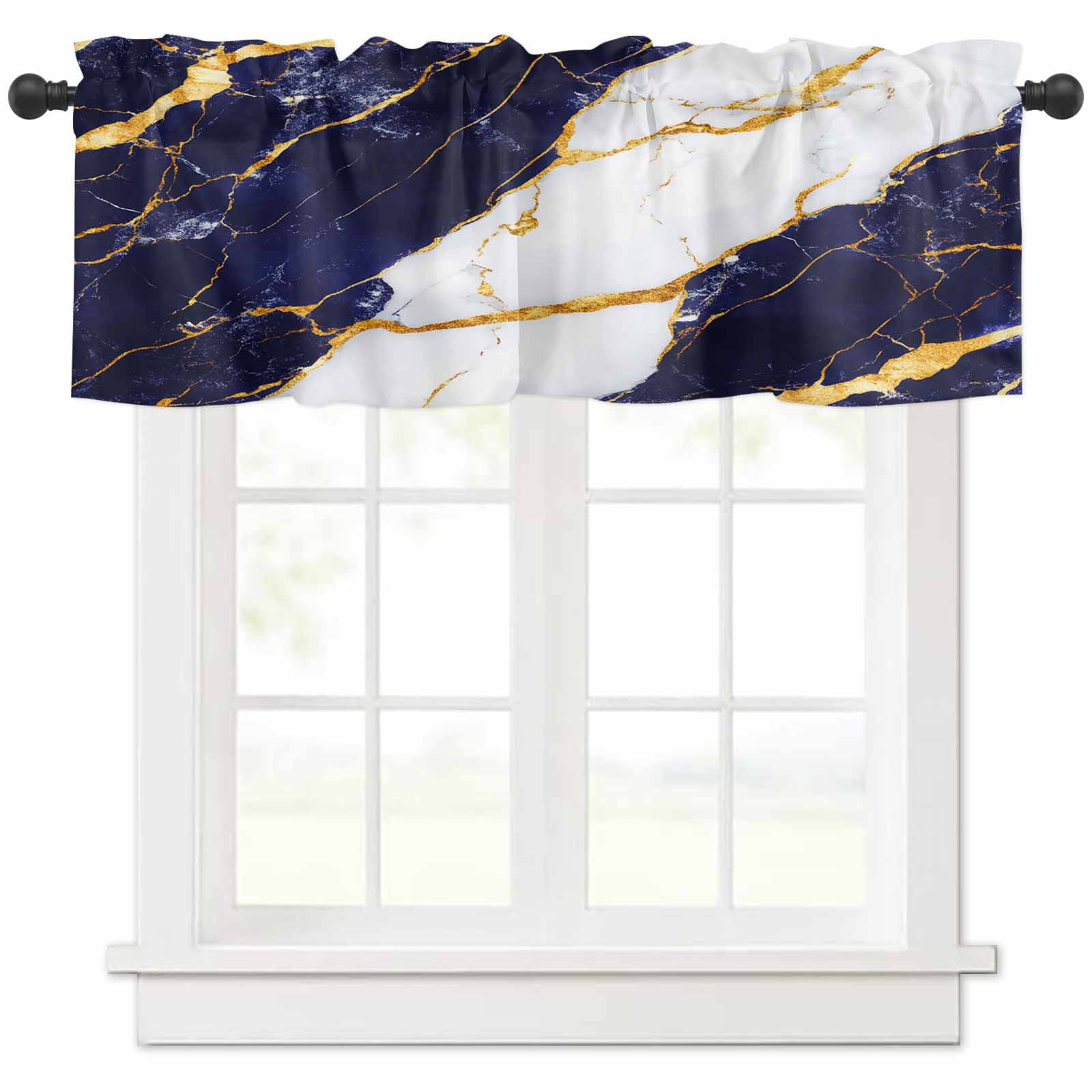 Blue Marble Valances for Windows Farmhouse Kitchen Curtains Valances ...