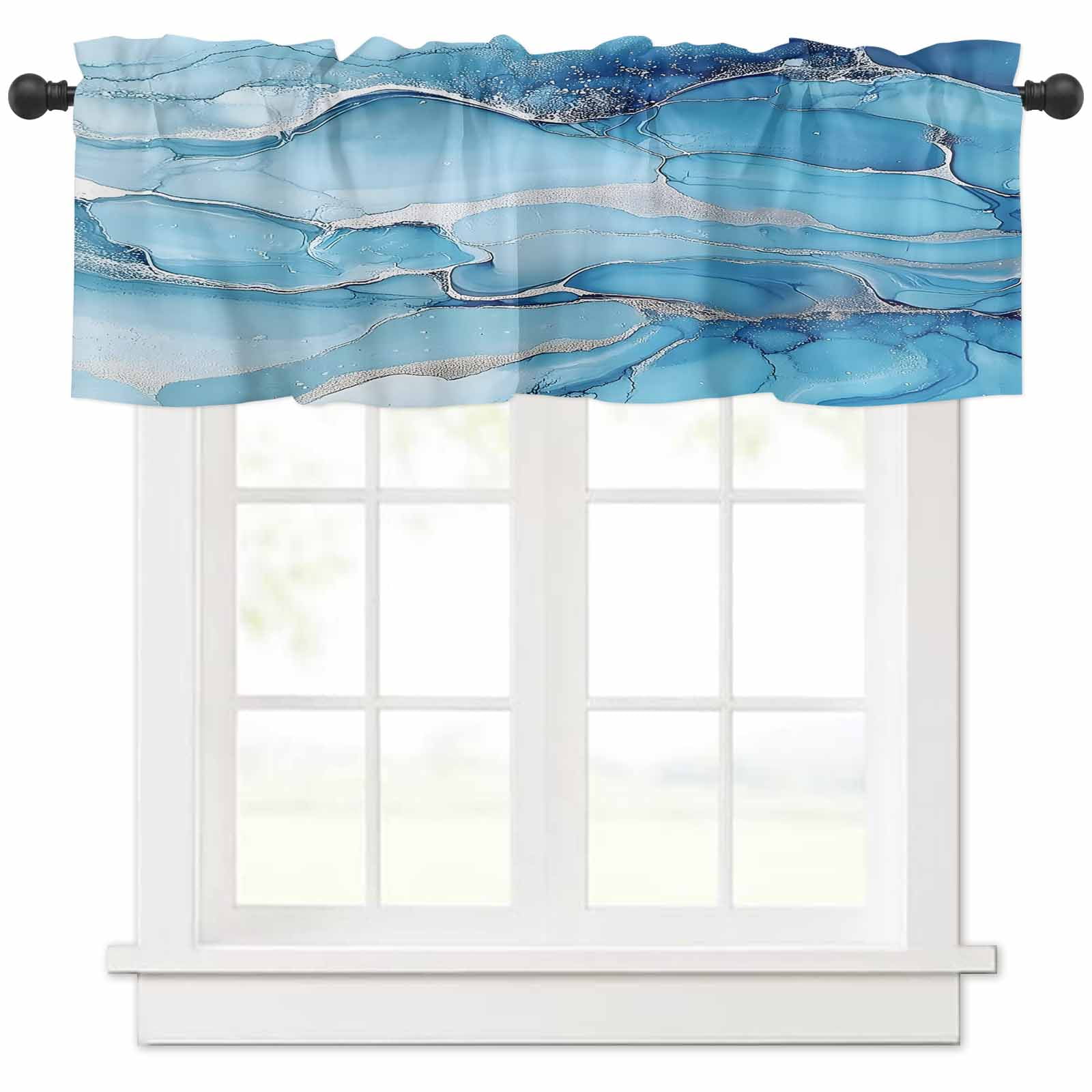 Blue Marble Valances for Windows Farmhouse Kitchen Curtains Valances ...