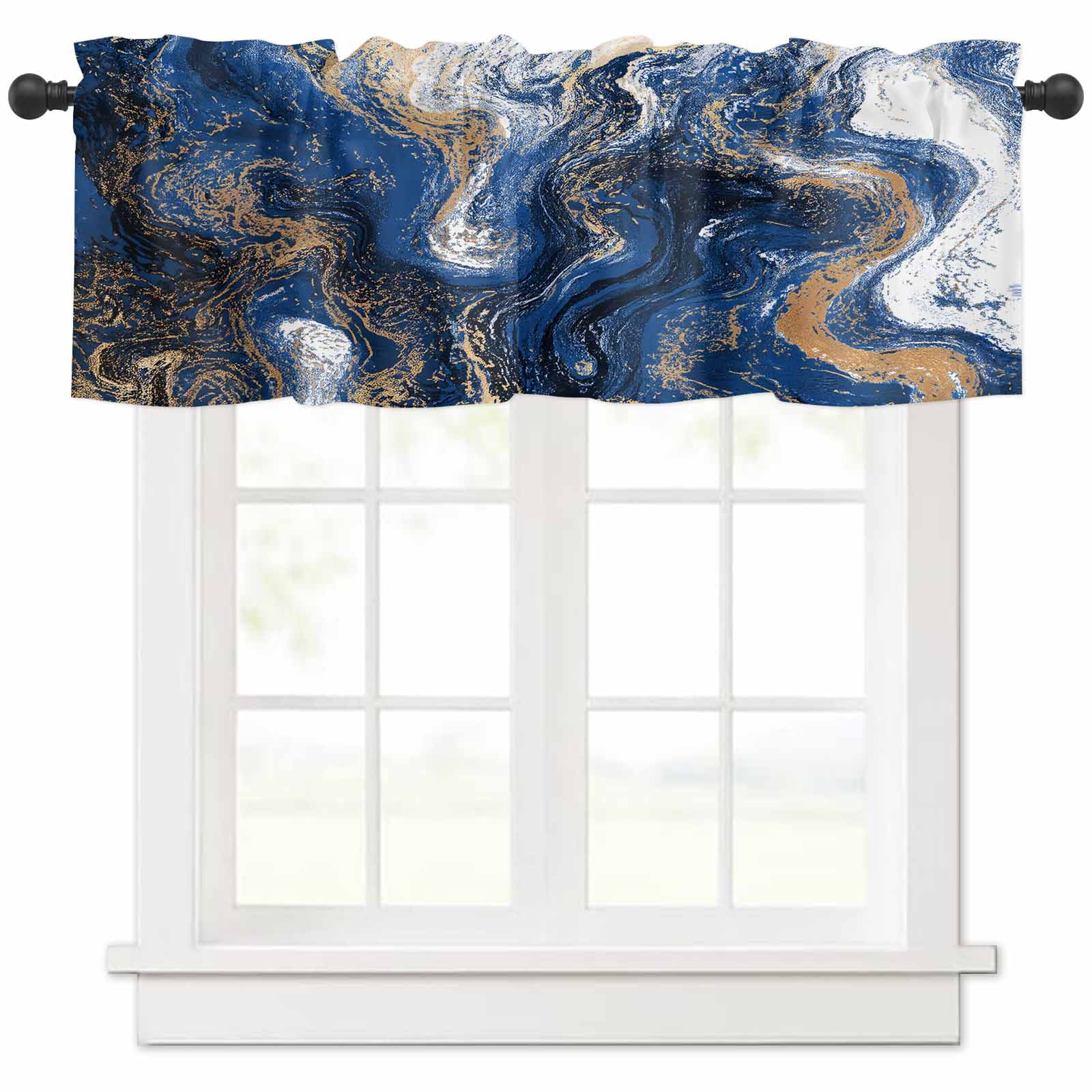 Blue Marble Valances for Windows Farmhouse Kitchen Curtains Valances ...