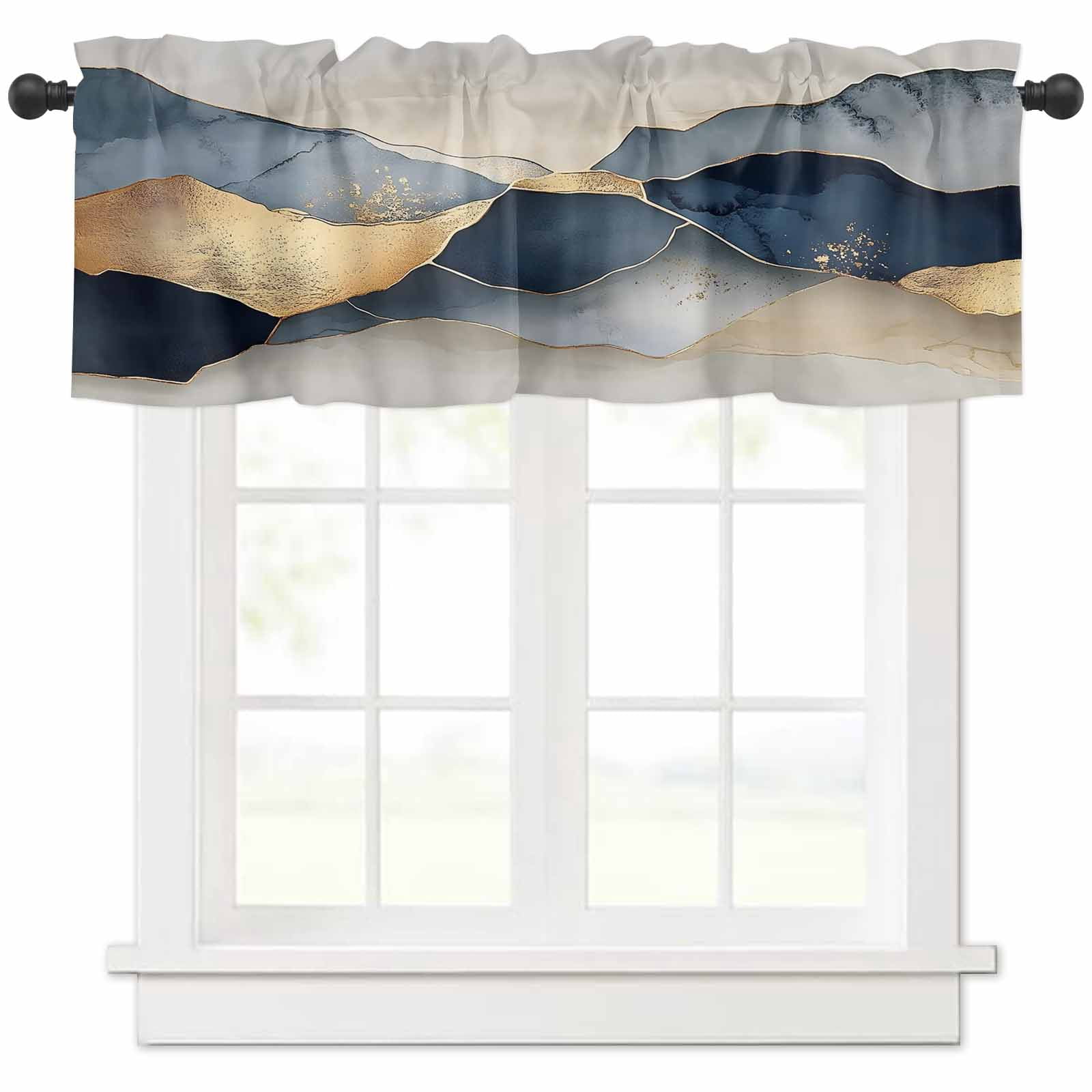 Blue Marble Valances for Windows Farmhouse Kitchen Curtains Valances ...