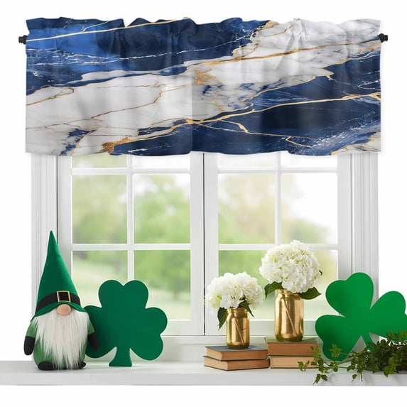 Blue Marble Valances for Windows, Gold Line Modern Rod Pocket Valance ...