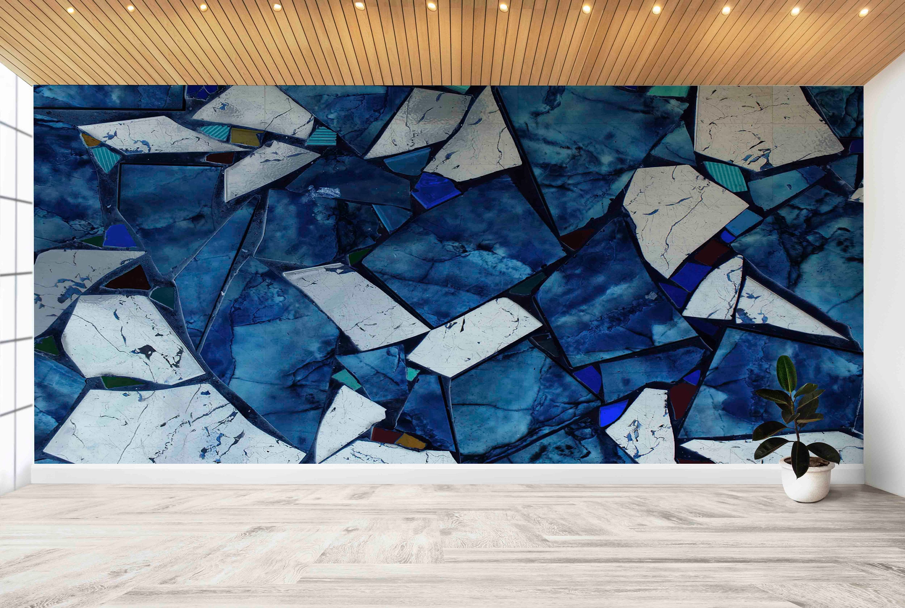 Blue Marble Wallpaper, Marble Wall Mural, 3d Wallpaper, Custom ...