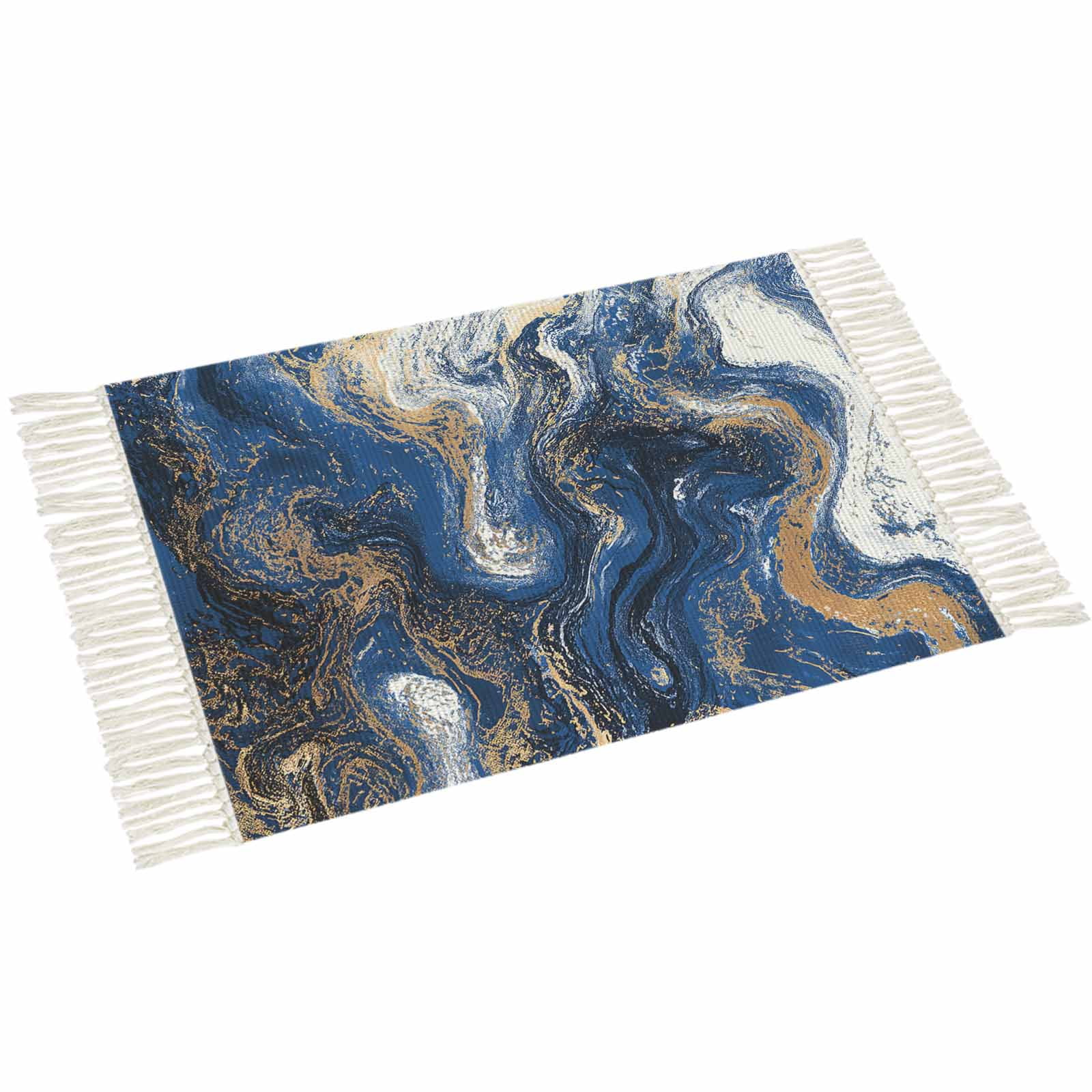 Blue Marble Washable Bath Rug - 2x3 Entry Rug Washable Indoor Bathroom ...