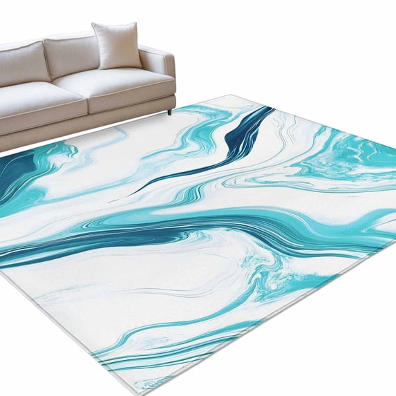 Blue Marble Washable Rug 3x5 Area Rug for Living Room Bedroom Non Slip ...