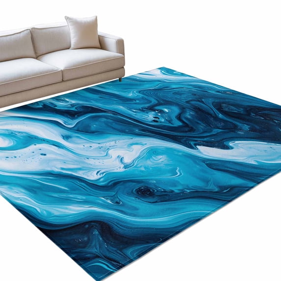 Blue Marble Washable Rug 5x7 Area Rug for Living Room Bedroom Non Slip ...