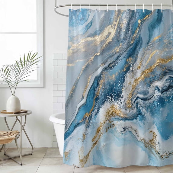 Blue Marble Waterproof Fabric Shower Curtain,Modern Contemporary Luxury ...