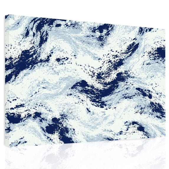 Blue Marble Waves Canvas Print Wall Art, Modern Abstract Art Minimalist ...