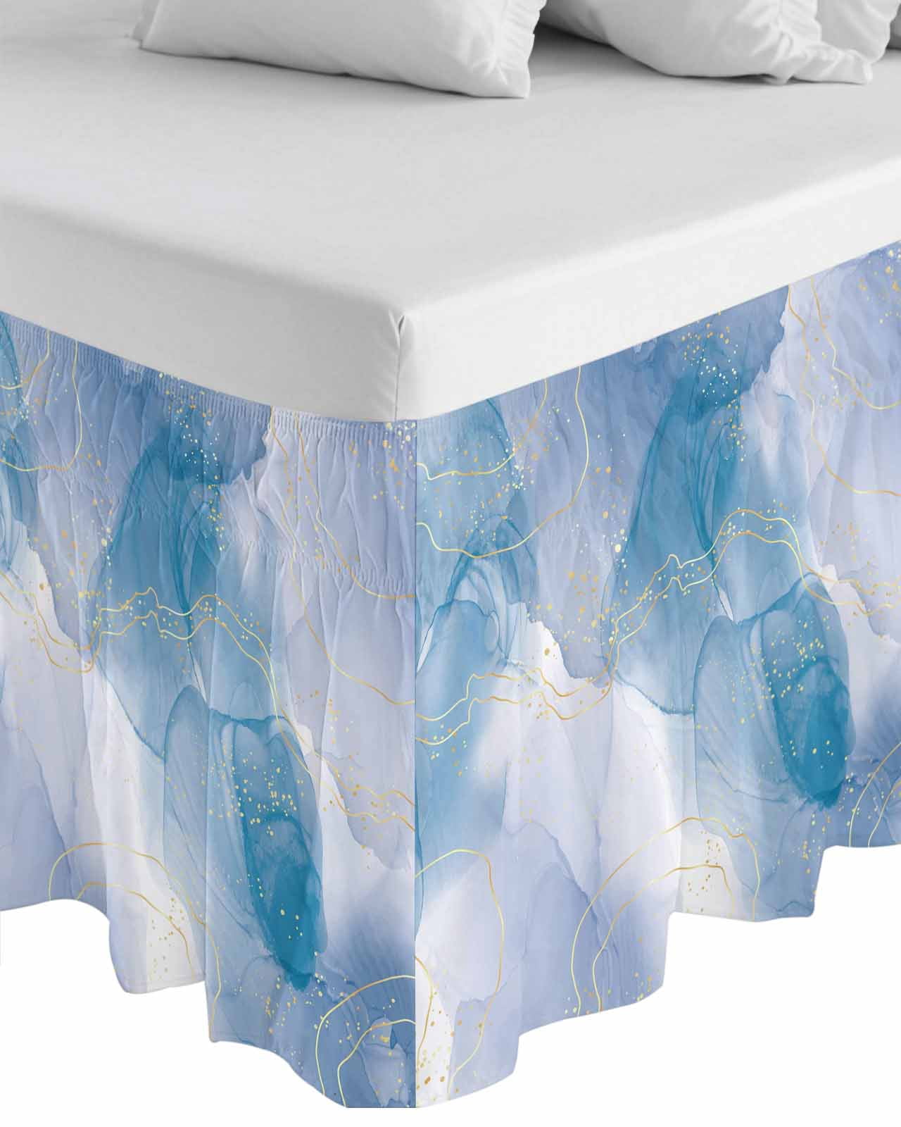 Blue Marble Wrap Around Bed Skirts for Queen Bed 18