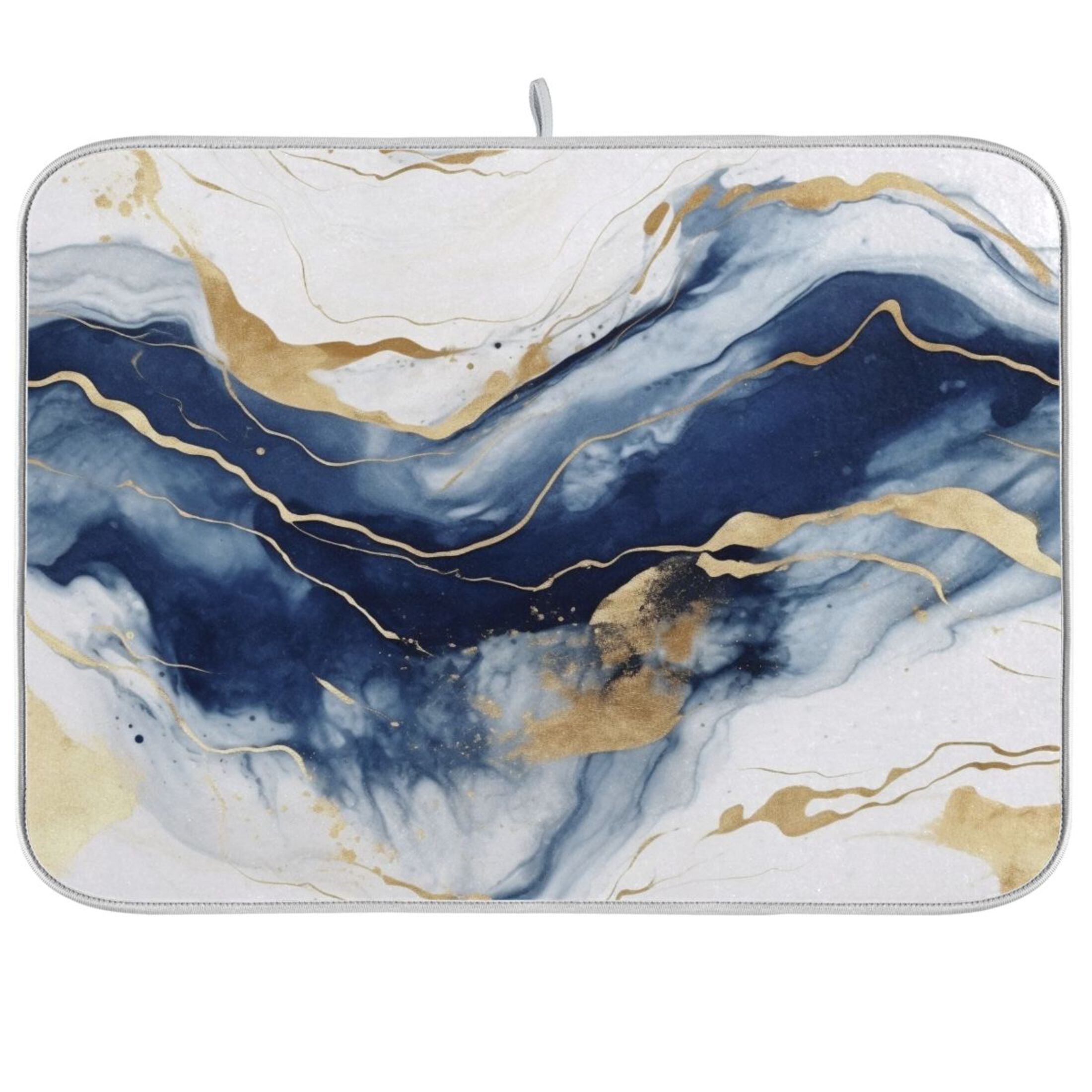Blue Marble with Gold Dish Drying Mat Microfiber Kitchen Mats Large ...