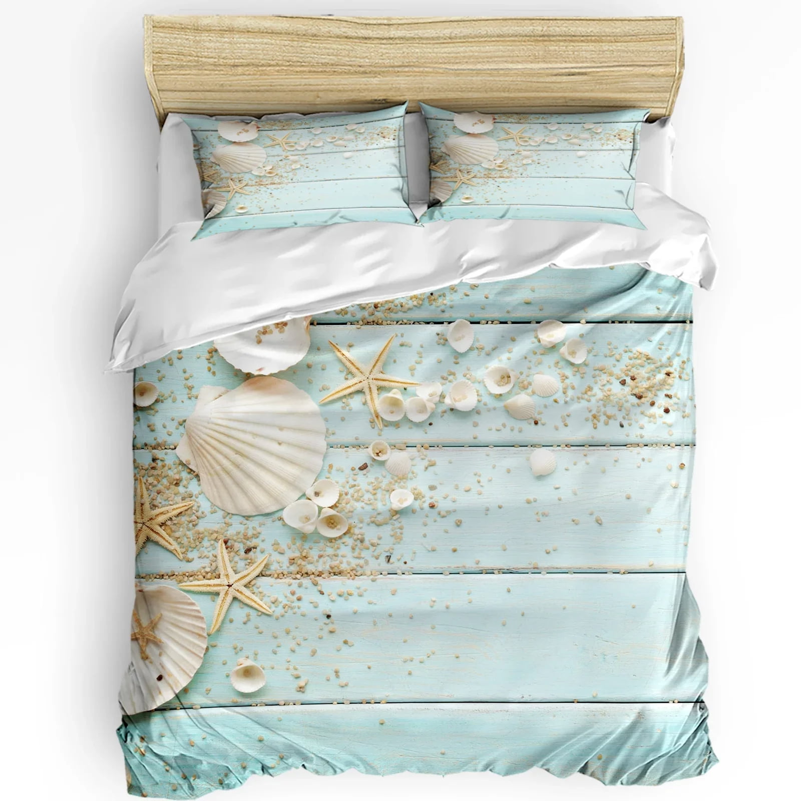 Blue Marine Coral Shells Star Duvet Cover with Pillow Case Custom 3pcs ...