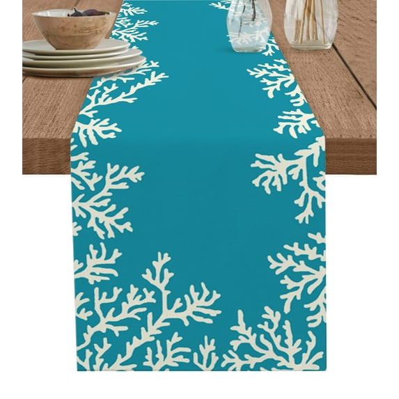 Blue Marine Coral Shells Star Table Runner for Wedding ration Modern ...