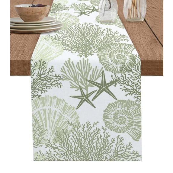 Blue Marine Coral Shells Star Table Runner for Wedding ration Modern ...