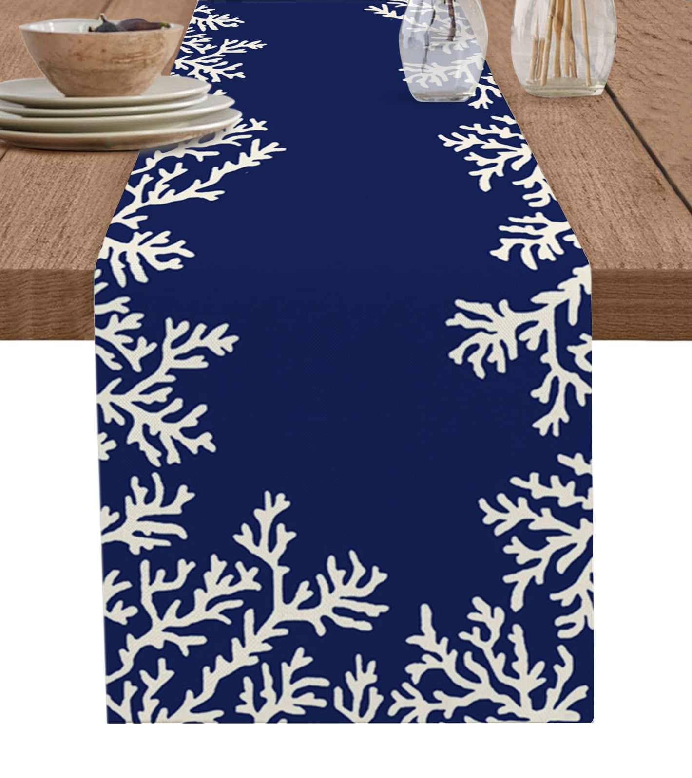 Blue Marine Coral Shells Star Table Runner for Wedding ration Modern ...