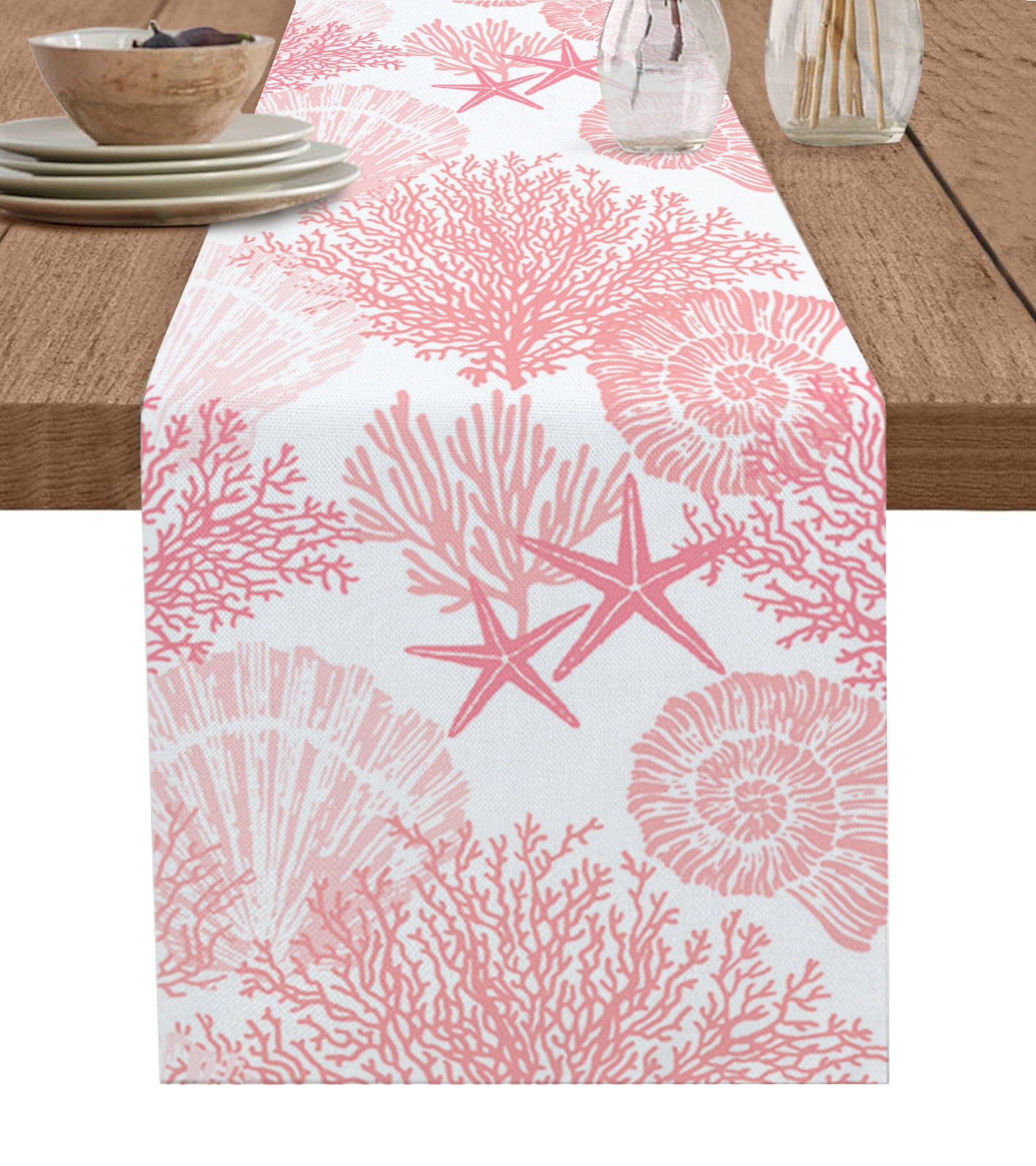 Blue Marine Coral Shells Star Table Runner for Wedding ration Modern ...