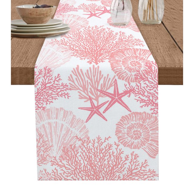 Blue Marine Coral Shells Star Table Runner for Wedding ration Modern ...