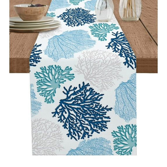 Blue Marine Coral Shells Star Table Runner for Wedding ration Modern ...