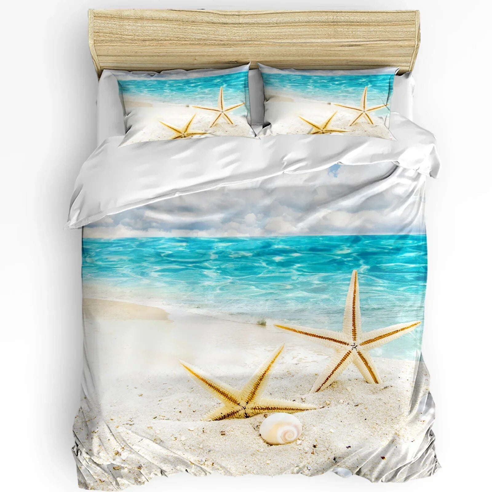 Blue Marine Coral Shells StarDuvet Cover with Pillow Case Custom 3pcs ...