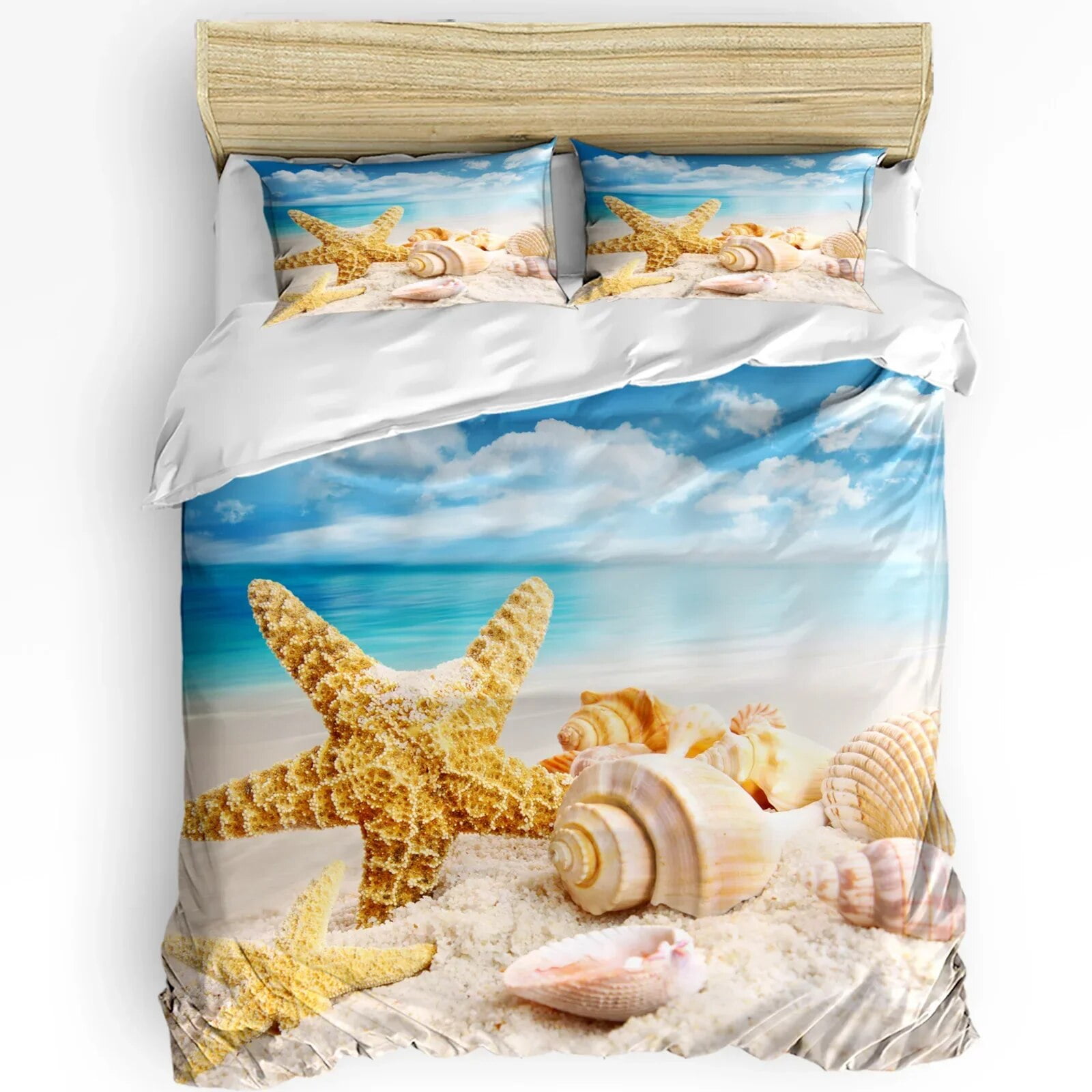 Blue Marine Coral Shells StarDuvet Cover with Pillow Case Custom 3pcs ...