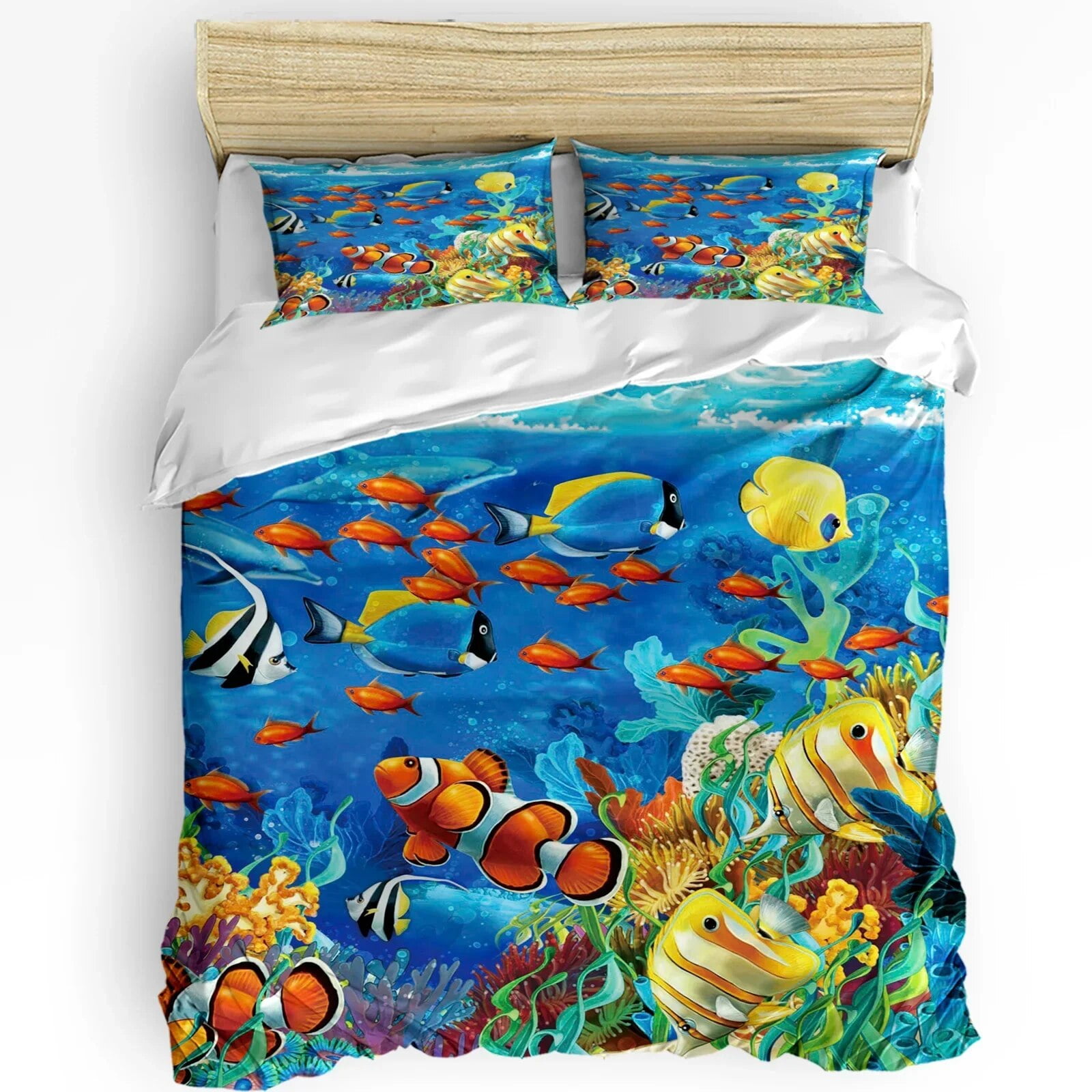 Blue Marine Coral Shells StarDuvet Cover with Pillow Case Custom 3pcs ...