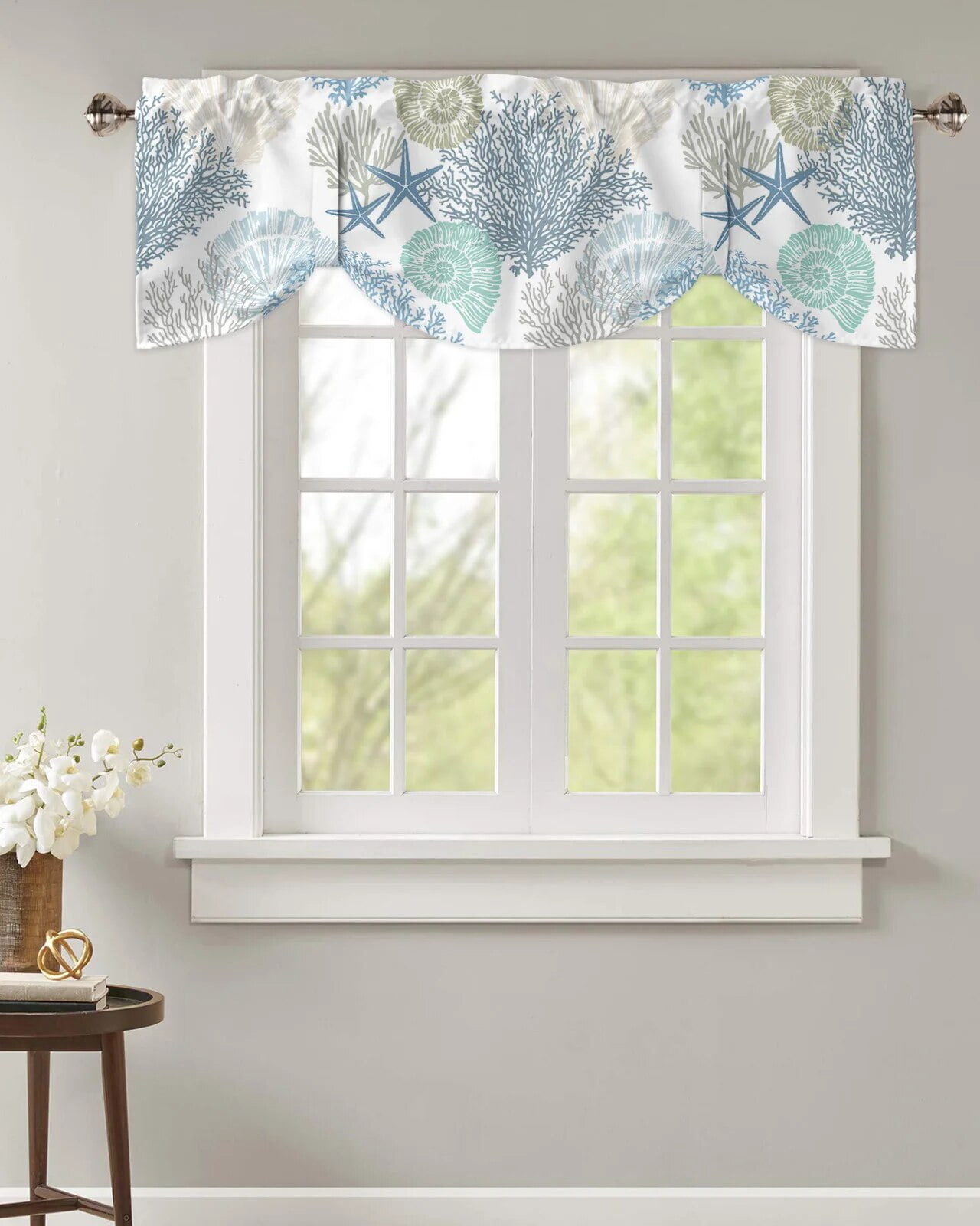 Blue Marine Coral Shells StarKitchen Valance Curtain Window Valance for ...