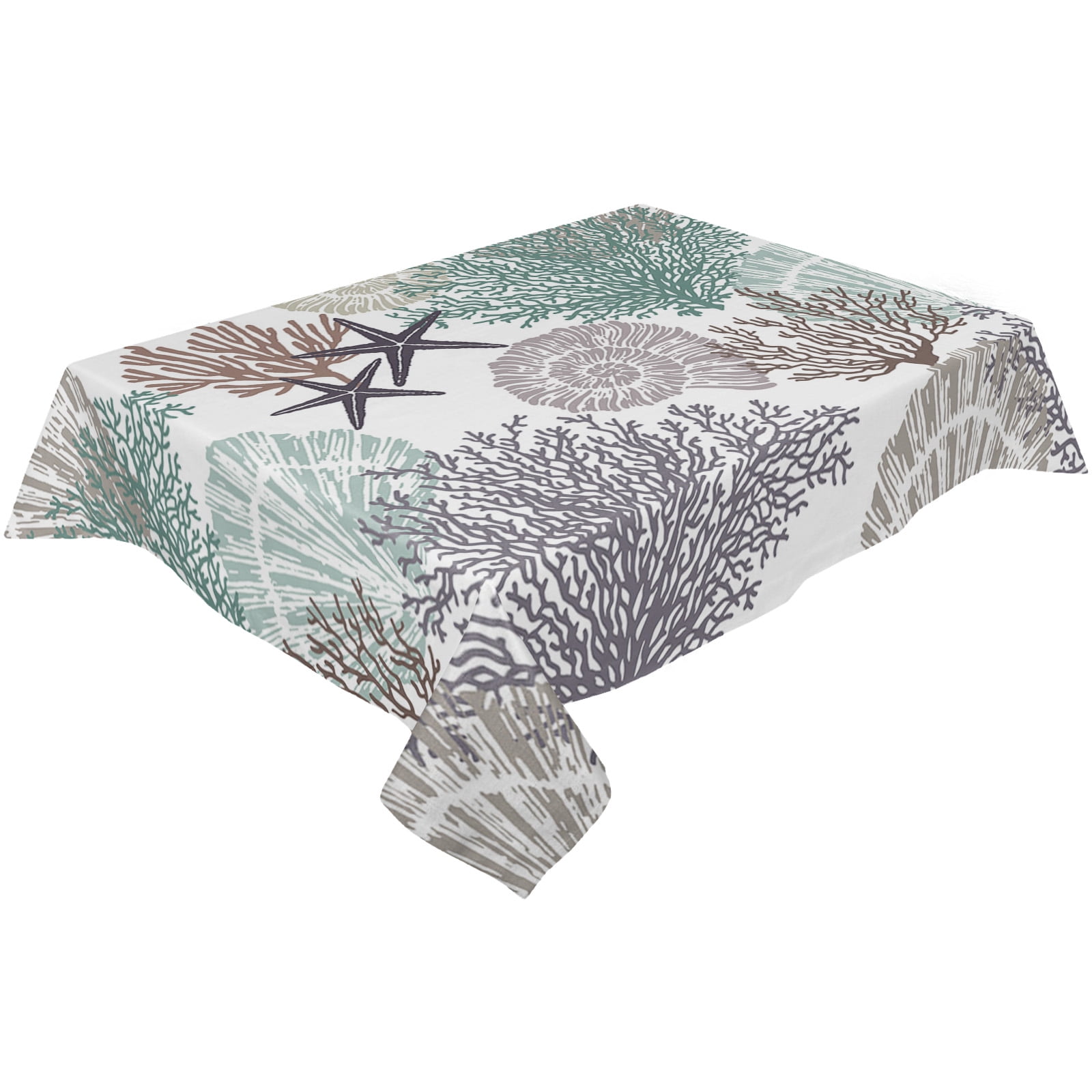 Blue Marine Coral Shells StarTablecloth Rectangular Holiday Table Cover ...