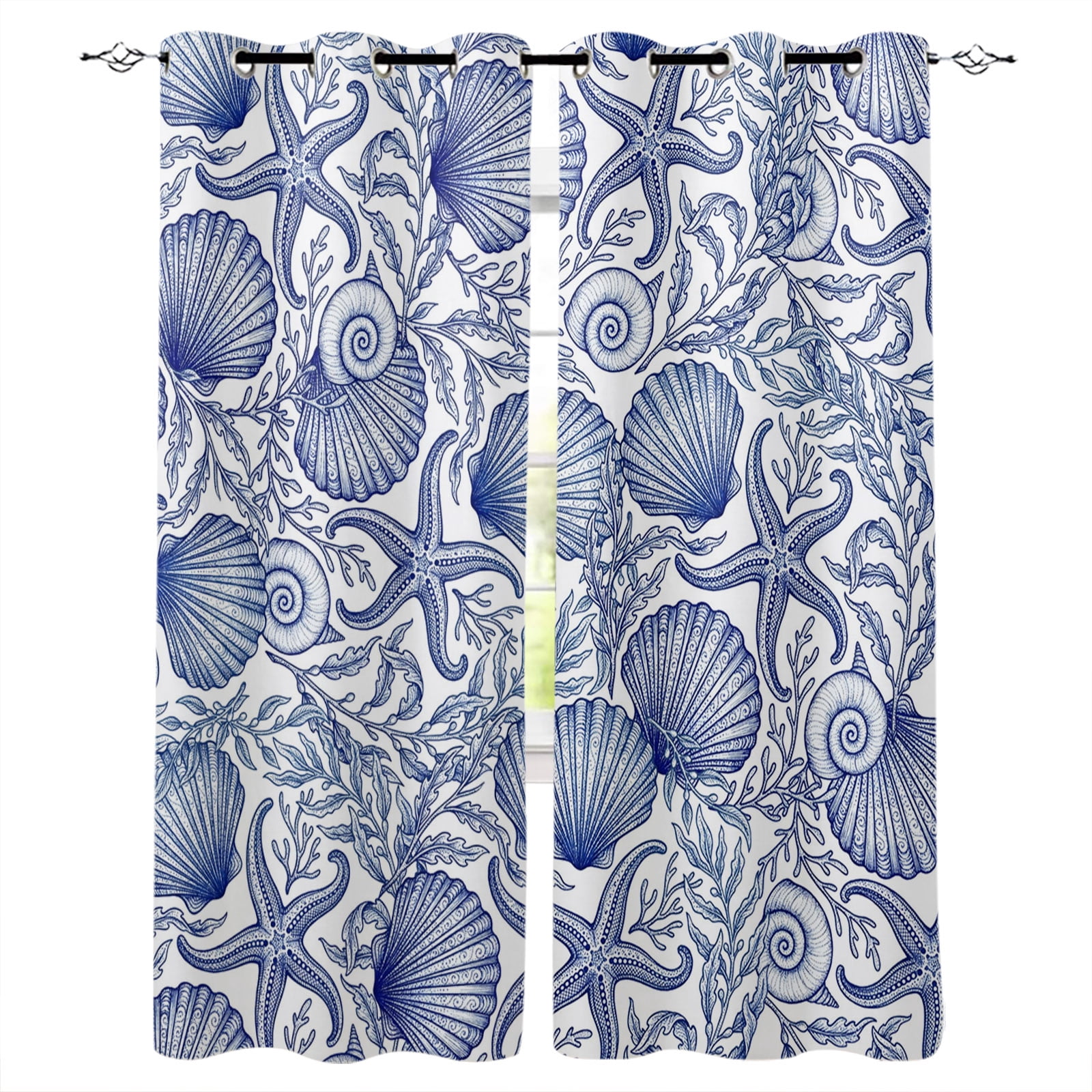 Blue Marine Life Blackout Curtains for Bedroom/Living Room, Thermal ...