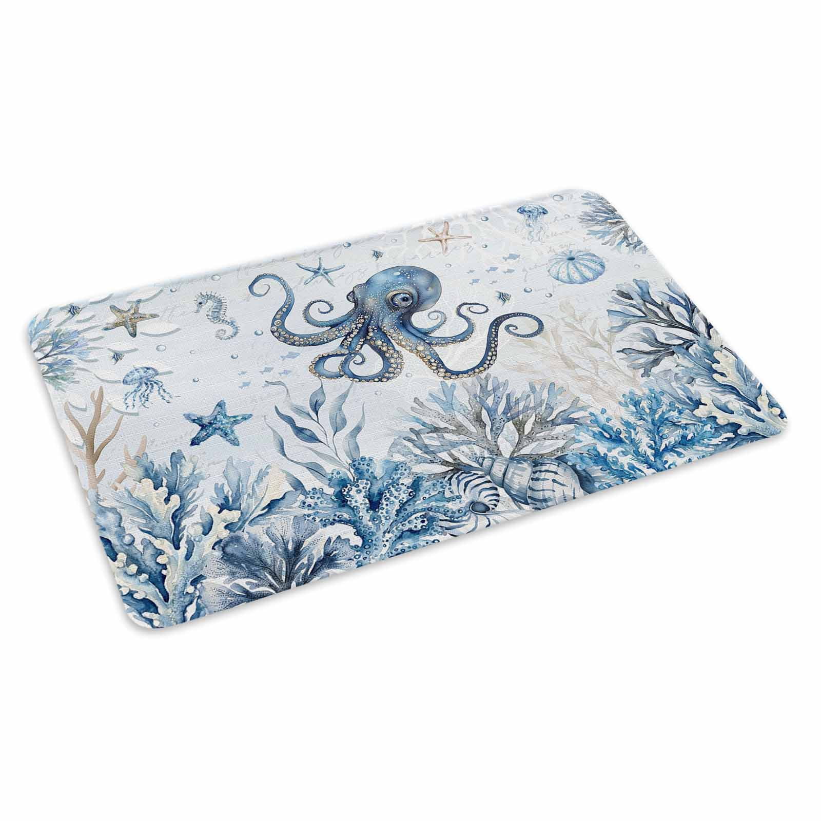 Blue Marine Life Doormat Ocean Octopus Coral Sea Star Seashell ...
