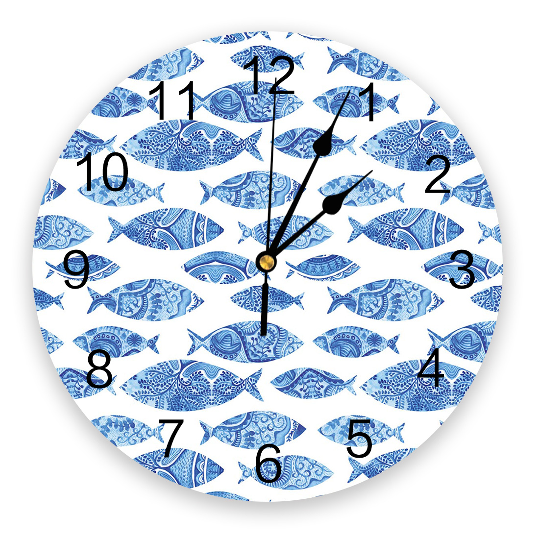 Blue Marine Life Fish PVC Wall Clock Living Room ration Wall Clock ...